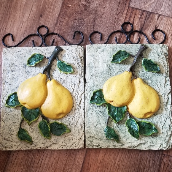 unbranded | Wall Decor | Pear Pictures Hanging Wall Pear Plaques Set Of ...